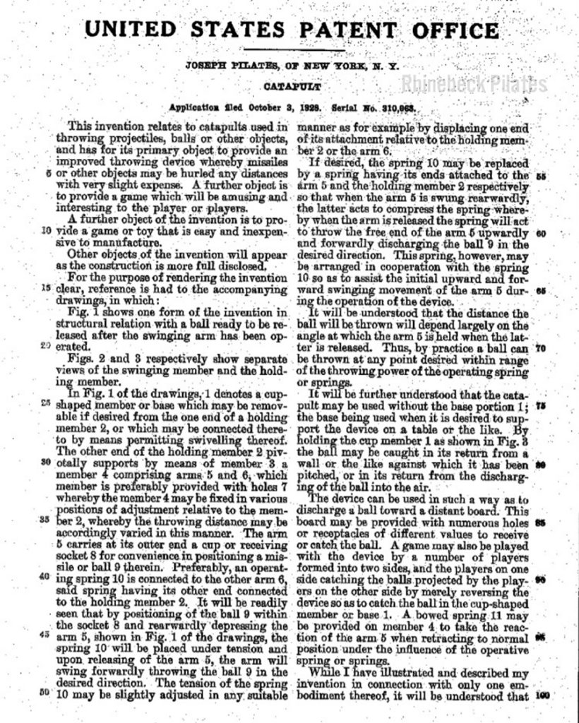 Original Pilates Patents | Pilates History Research - Rhinebeck Pilates