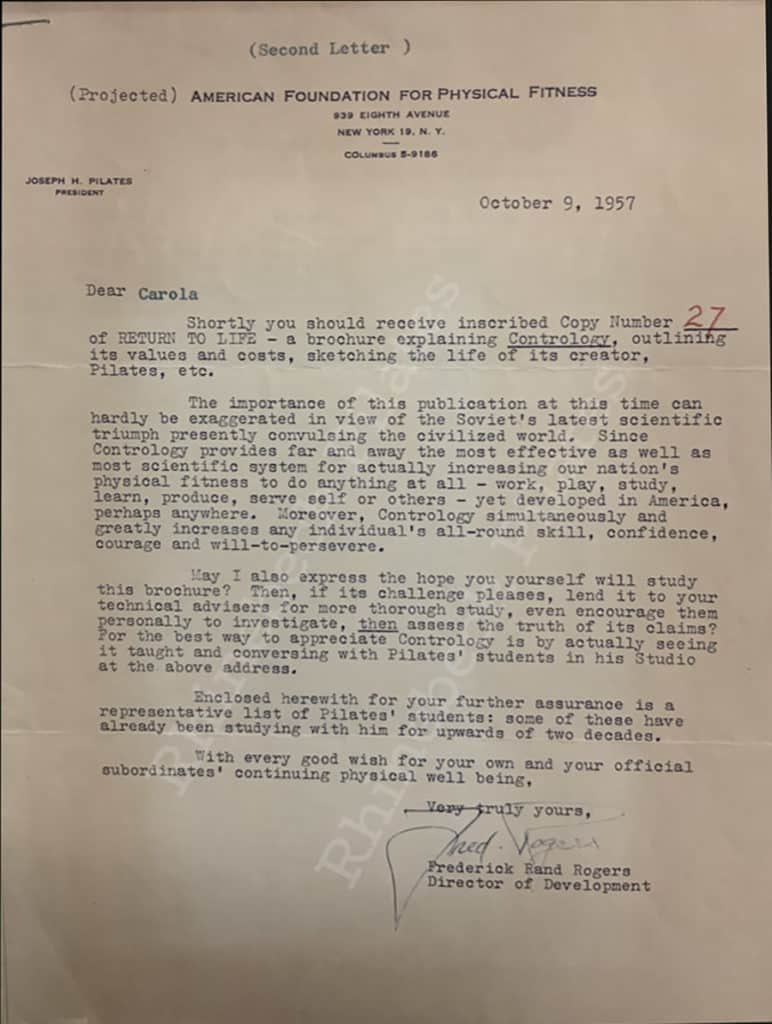 Letters | Pilates History Research - Rhinebeck Pilates