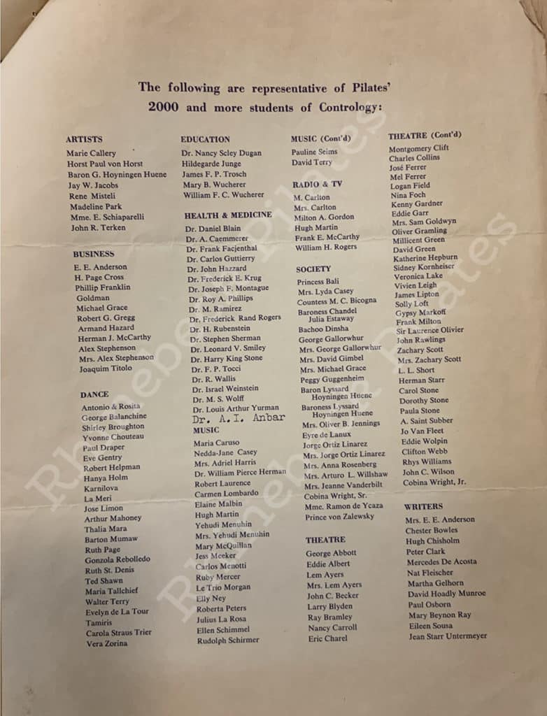 Letters | Pilates History Research - Rhinebeck Pilates