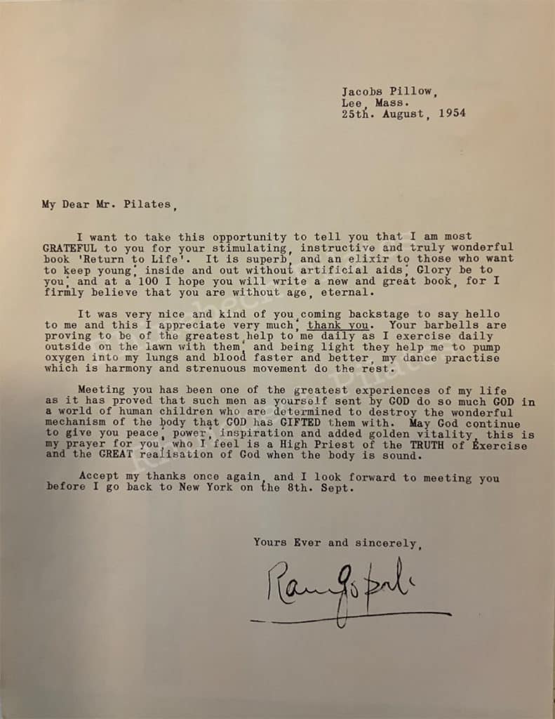Letters | Pilates History Research - Rhinebeck Pilates